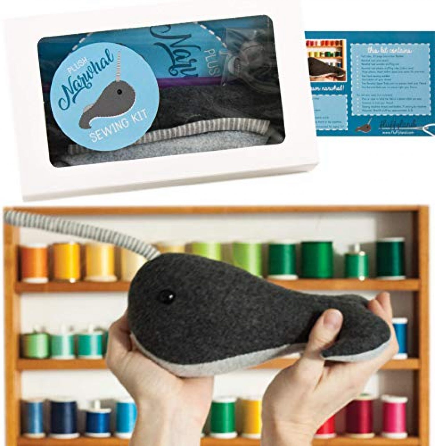 DIY Stuffed Animal Kit - Narwhal Learn to Sew Kit - Yinz Buy