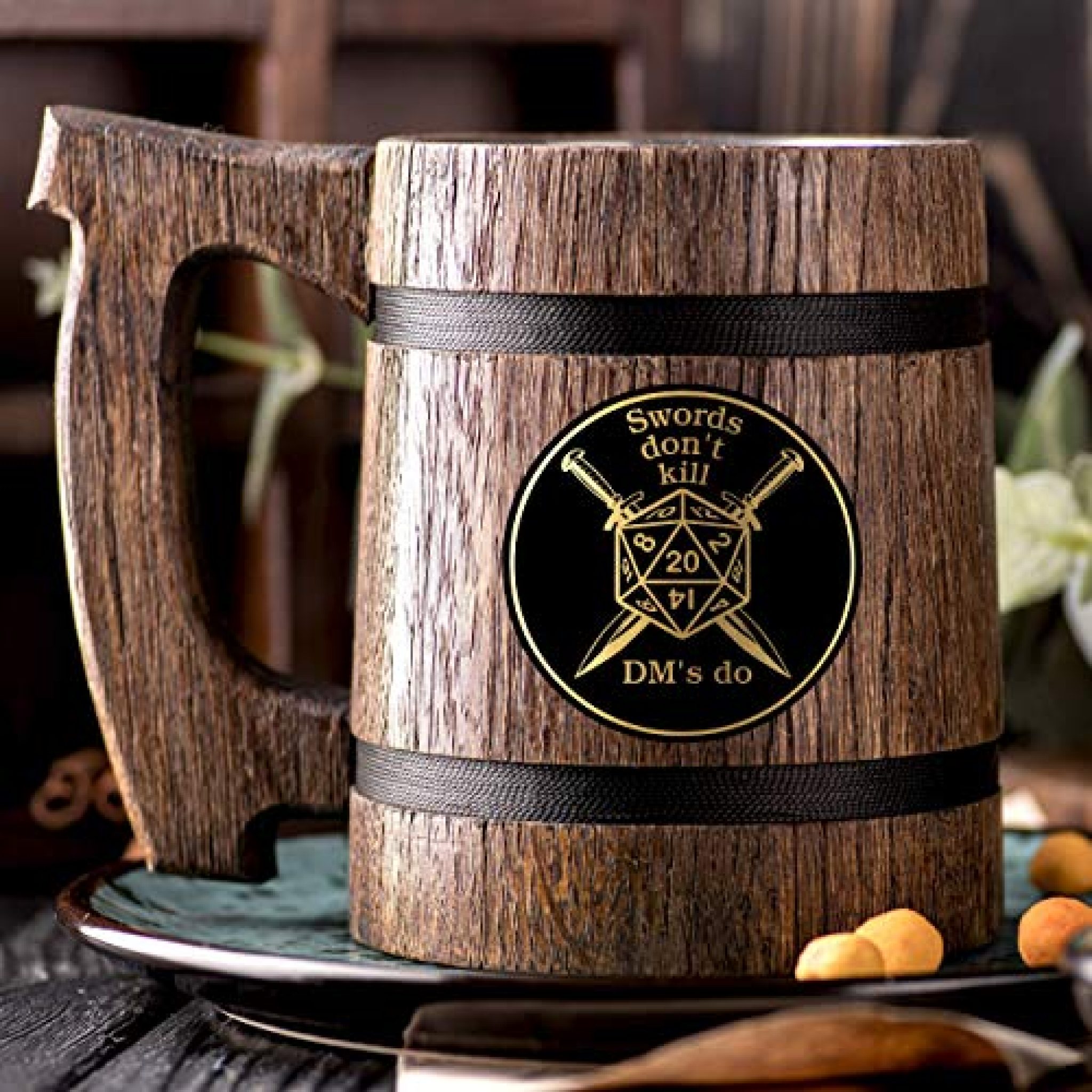 Dungeon Master Mug - Wooden Mug for the Game World God - Yinz Buy